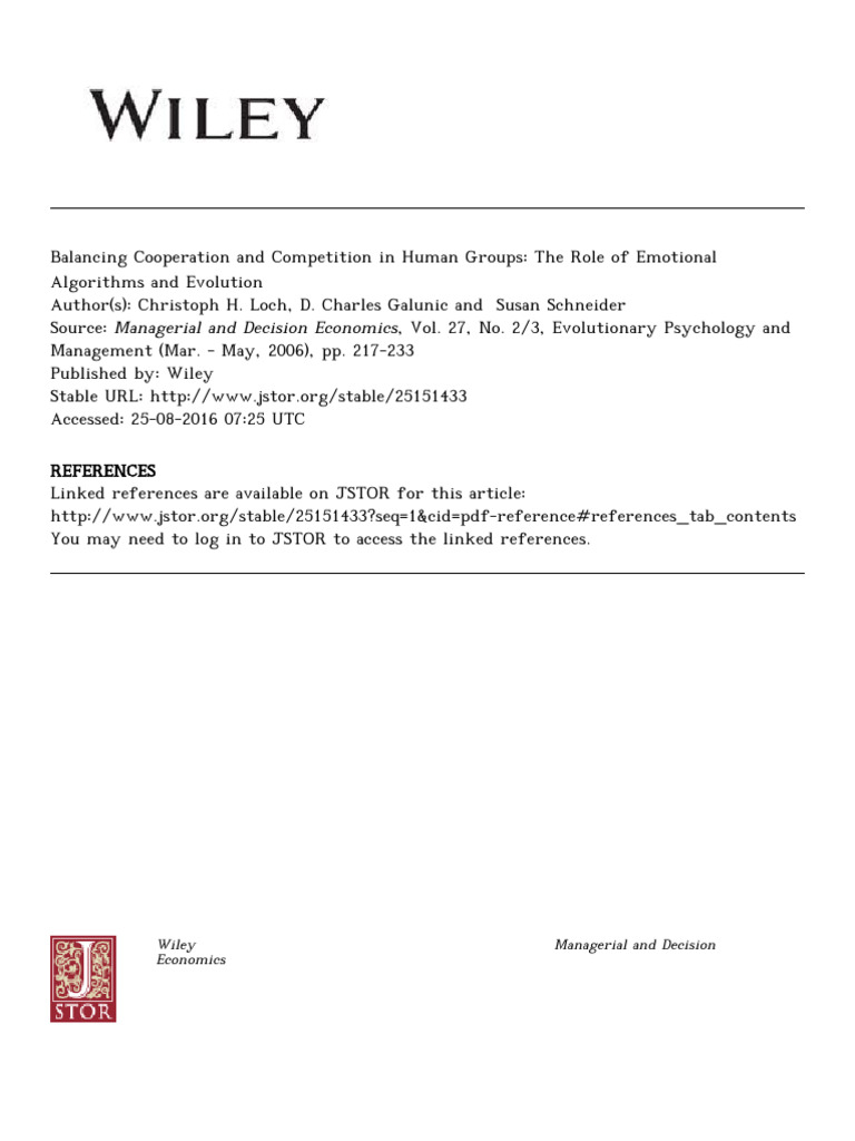 Loch - Balancing Cooperation and Competition in Human Groups | PDF ...