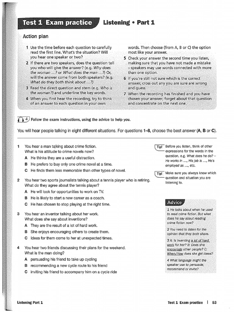 Test 1 Listening Part 1 | PDF
