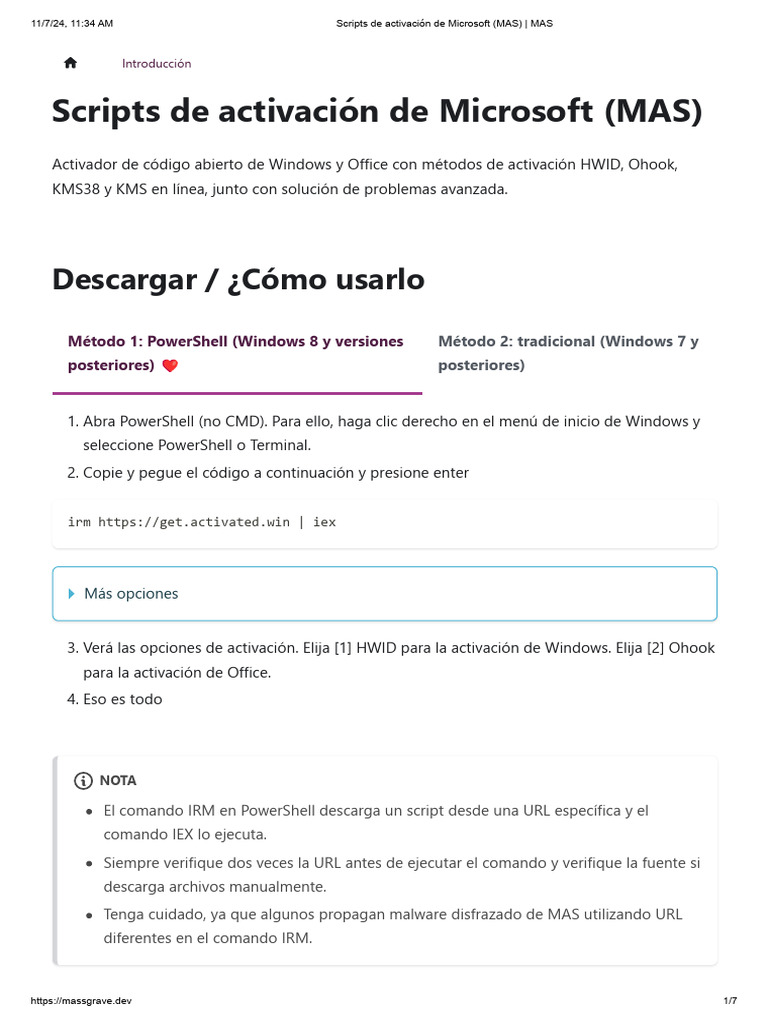 Scripts de Activación de Microsoft (MAS) - MAS. | PDF | Microsoft ...