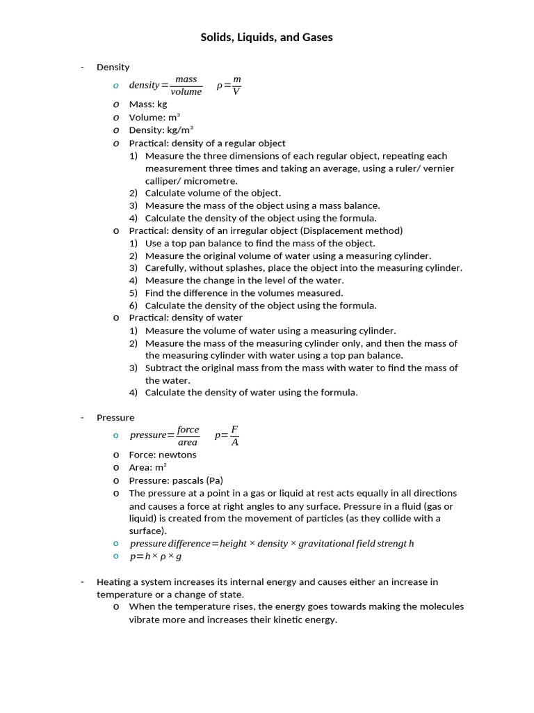 Understanding Density and Pressure in States of Matter | PDF | Gases ...