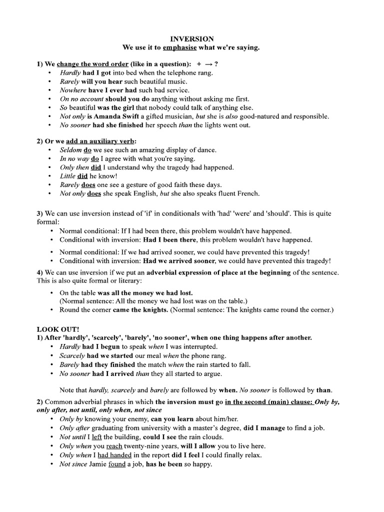 BP B2+ Unit 5 Inversion 1 for Student | PDF