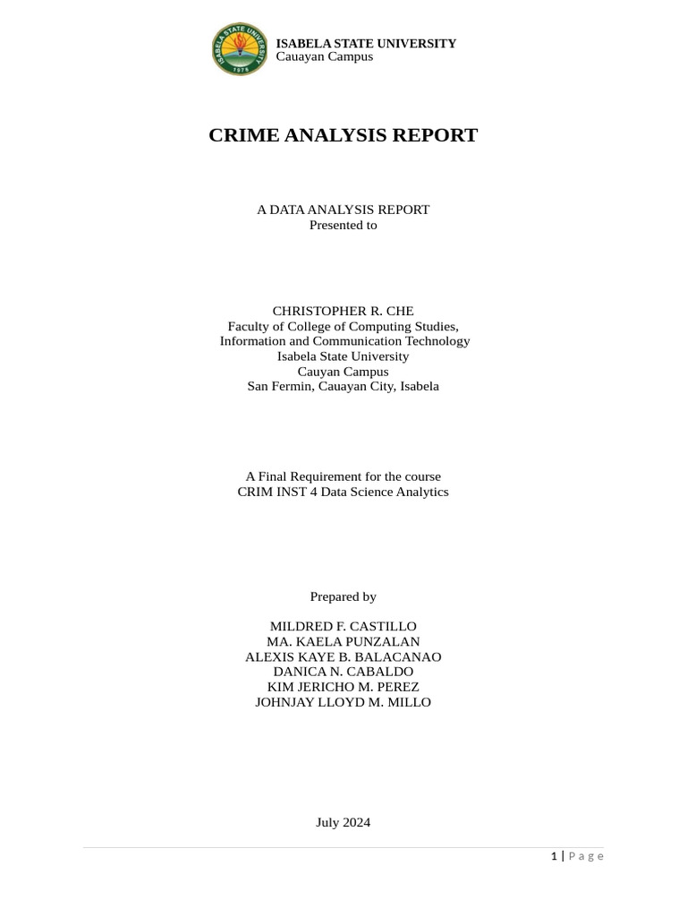 Crime-Analysis-Report-Format-G9-3C (1) | PDF | Crimes | Crime & Violence