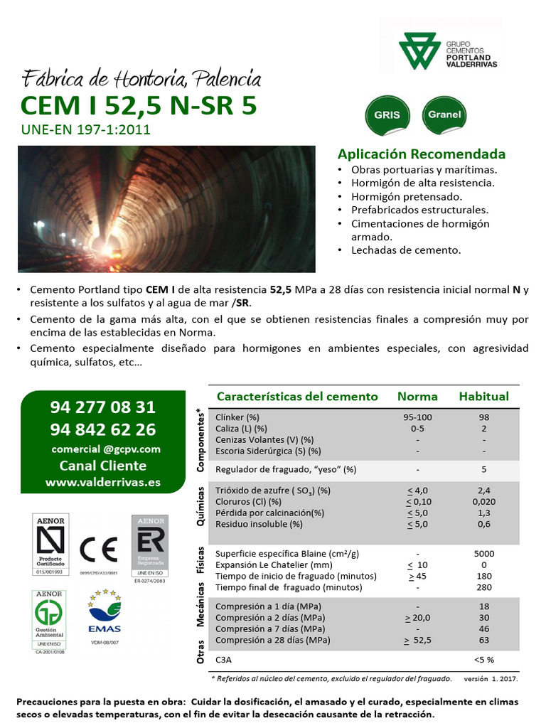 240317-FT-CEM-I-525-N-SR-5. Cemento Portland Gris | PDF | Cemento ...