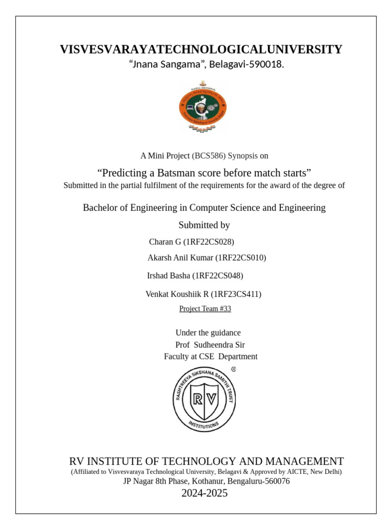 5sem - MP - Synopsis Miniproject | PDF | Statistics | Data Analysis