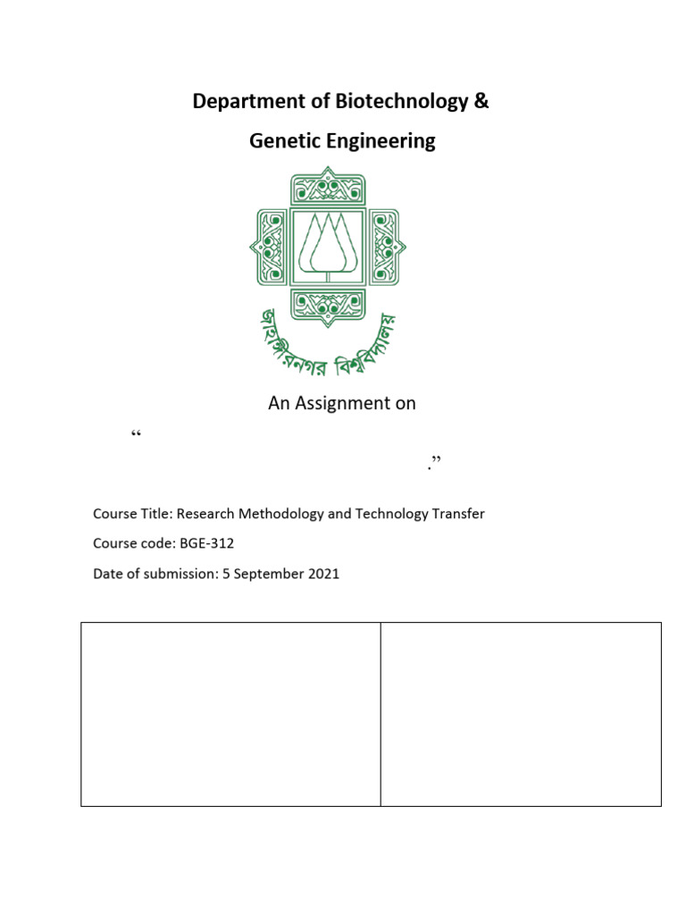 Assignment On Biotechnology | PDF | Questionnaire | Data Analysis