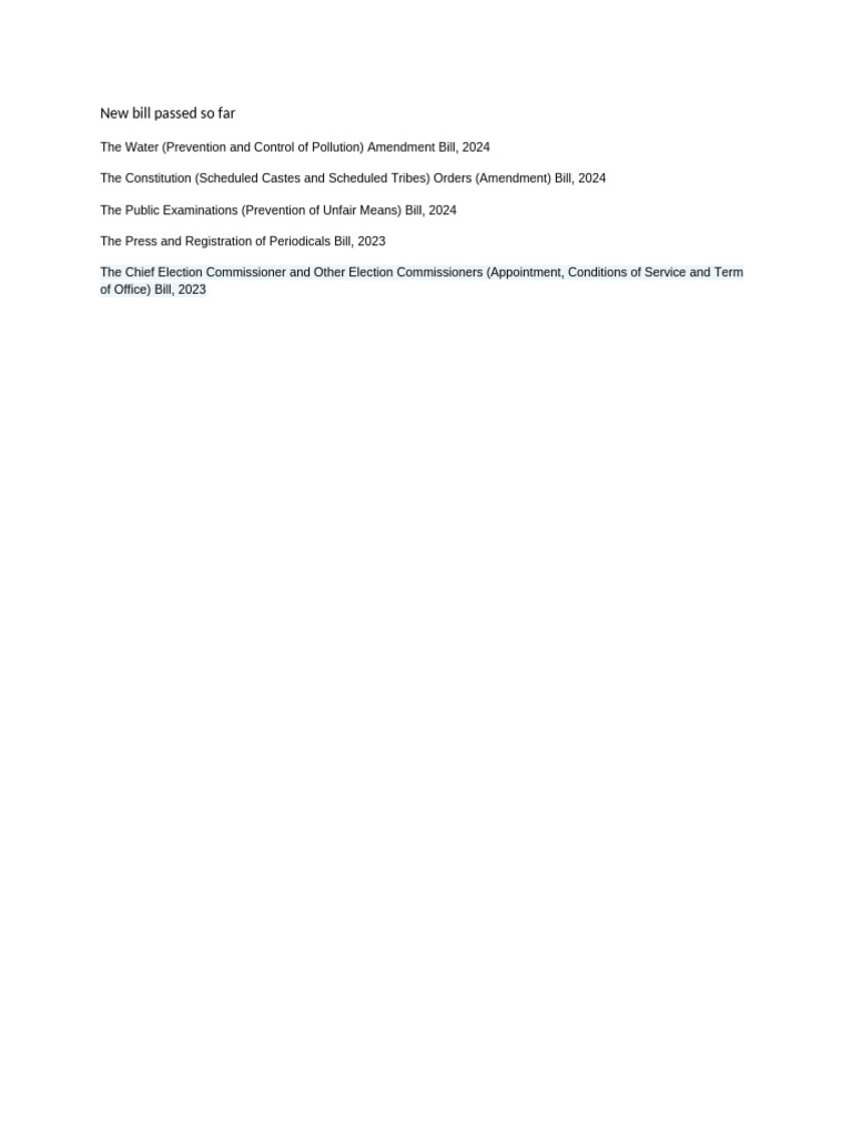 Recent Bills Passed in 2024 | PDF