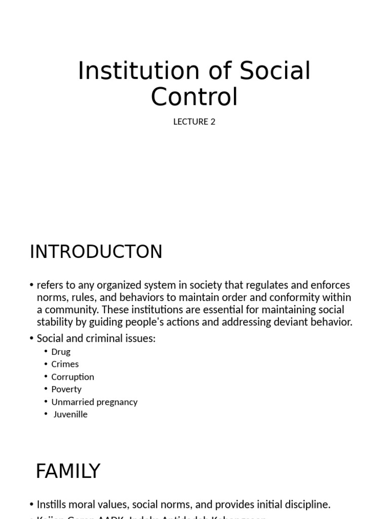 Nota Kuliah 2 - Institution of Social Control | PDF