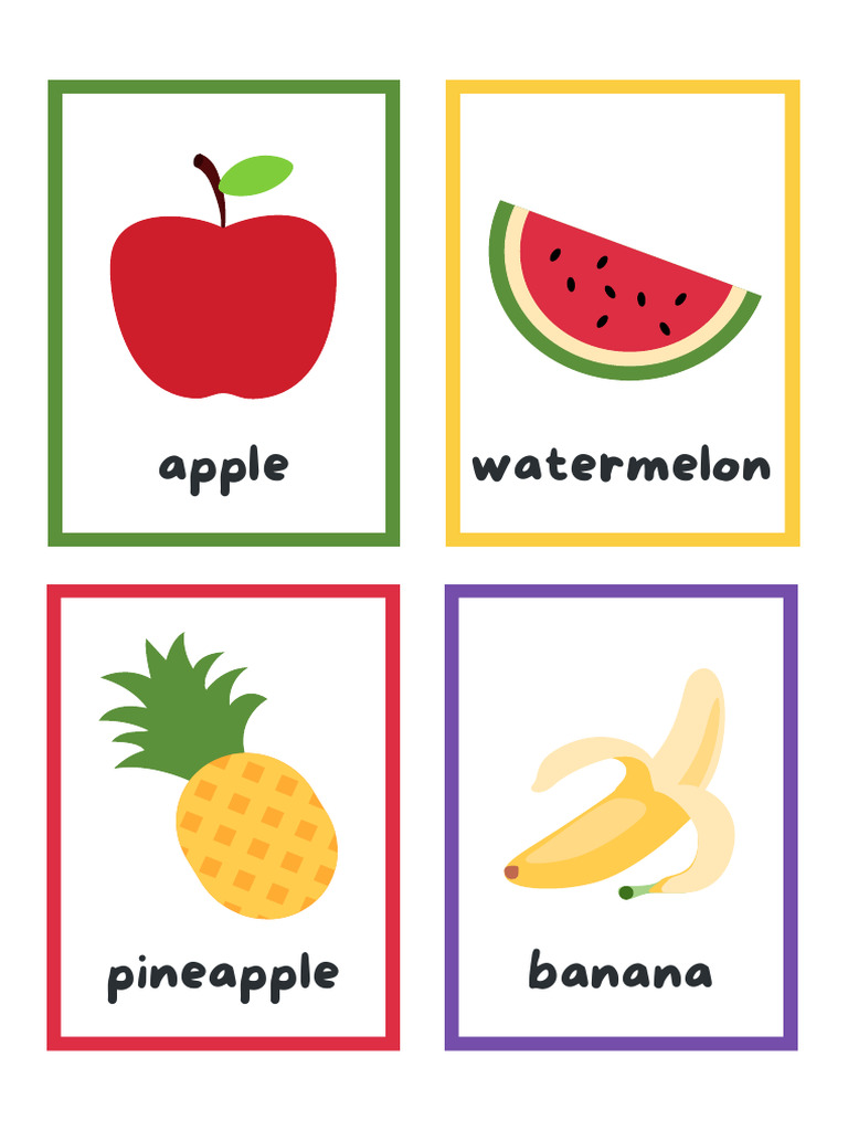 Colorful Fruits Word Cards | PDF