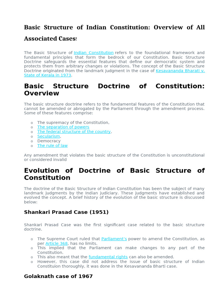 Basic Structure Doctorine | PDF | Governance | Justice
