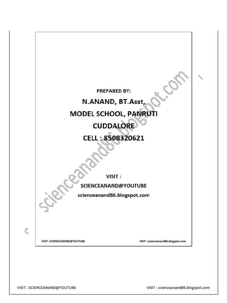 Namma Kalvi 10th Science 1 Mark Question Bank Tm 215597 | PDF