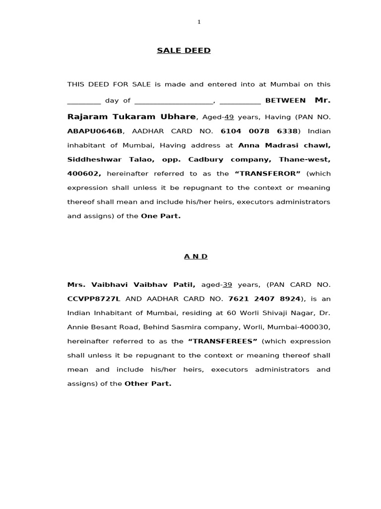 Blank-Sale Deed | PDF | Taxes | Private Law