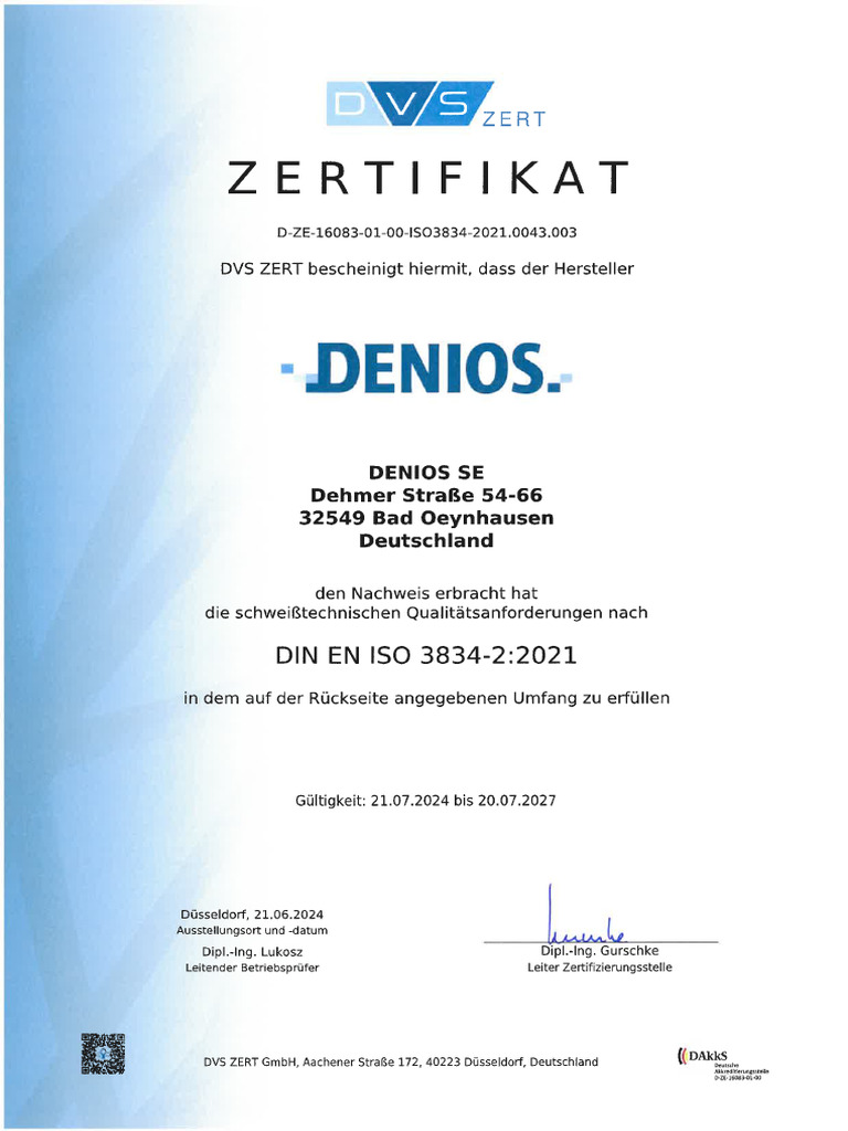 De Certificate Iso 3834 | PDF
