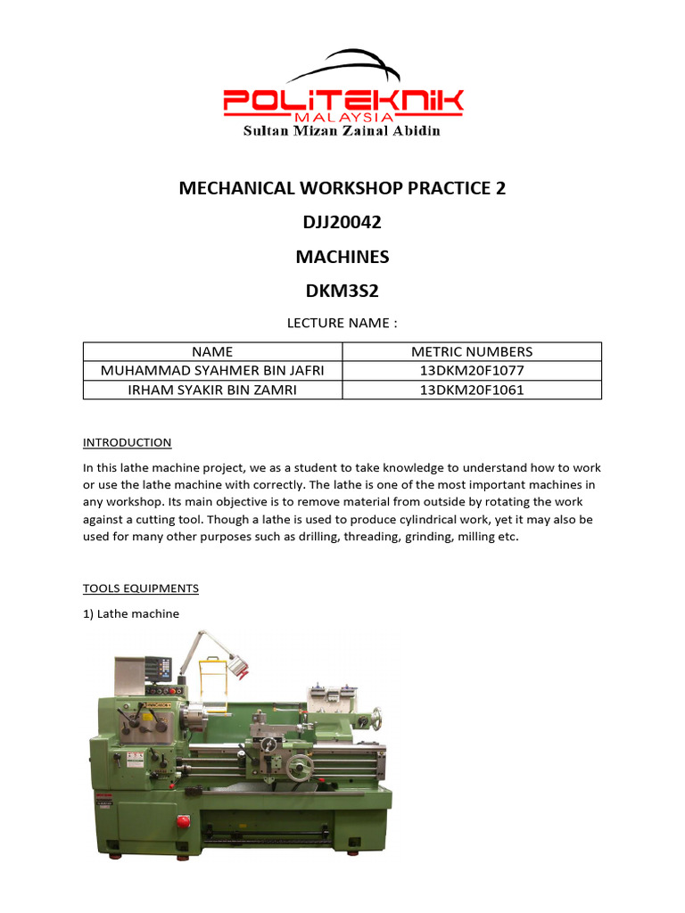 Mechanical Workshop Practice 2 | PDF | Industrial Processes | Tools