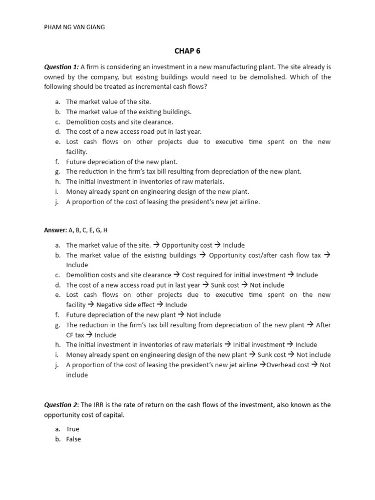 Review Chap 6 (Solution) | PDF | Net Present Value | Internal Rate Of Return