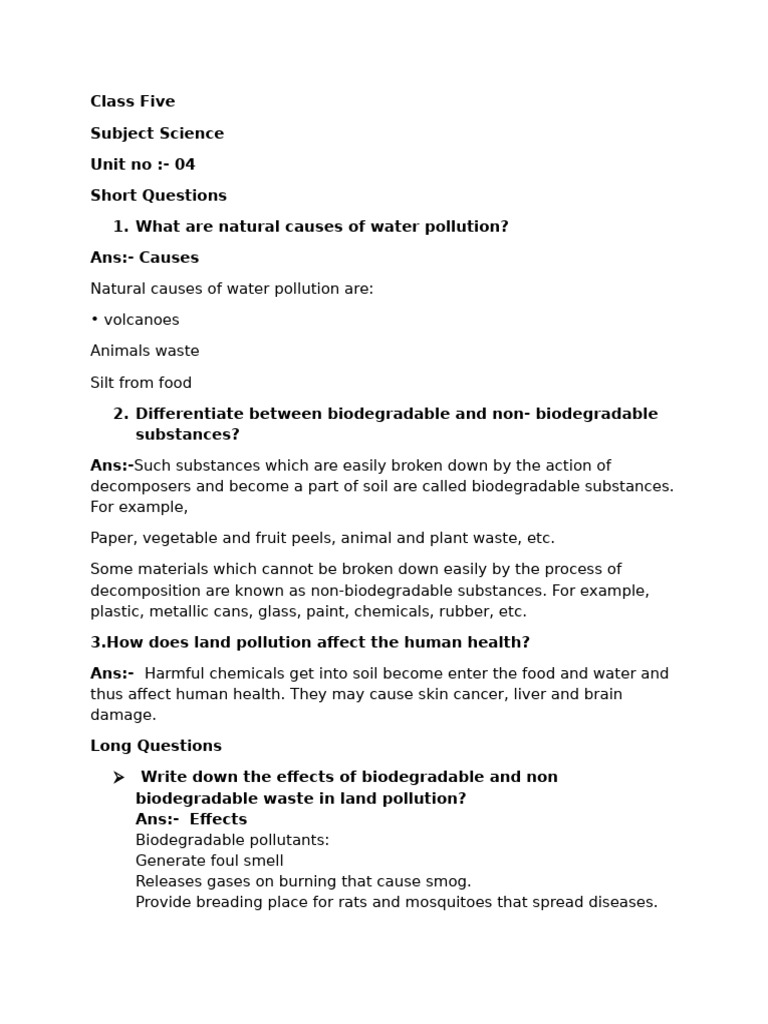 Five Class Science Notes | PDF