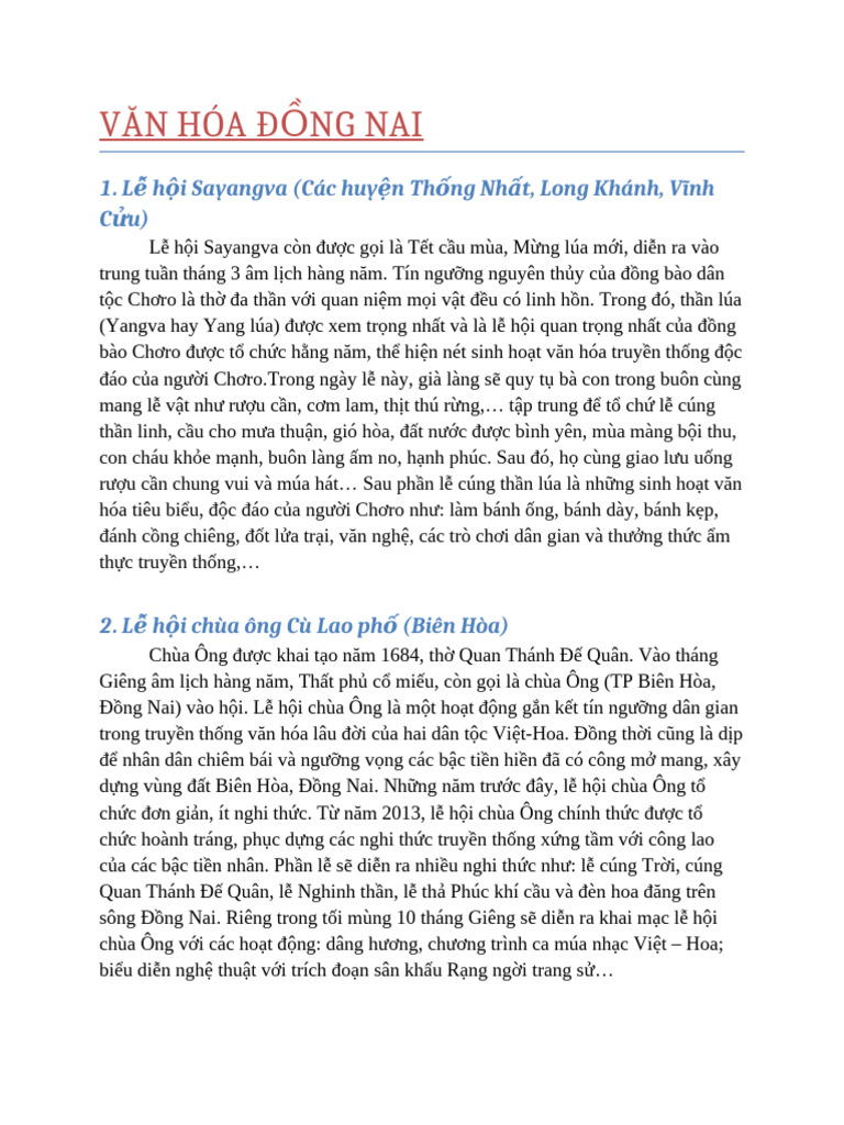 Văn Hóa Đ NG Nai | PDF