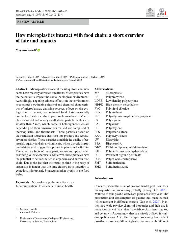 How Microplastics Interact With Food Chain: A Short Overview of Fate ...