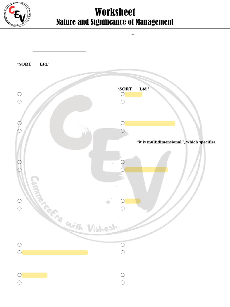 Worksheet of Chapter 1 MCQs SC 64 Questions | PDF | Reason | Goal