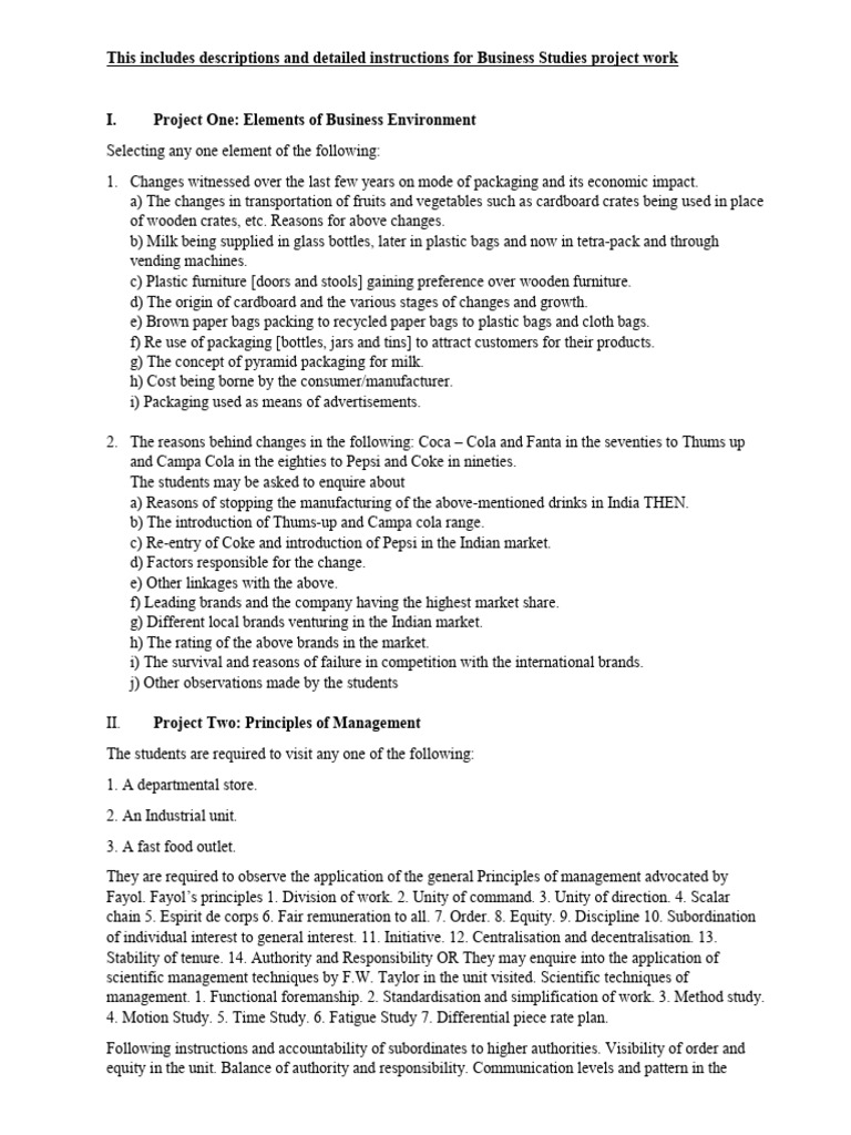 Business Studies Project Guidelines | PDF | Coca Cola