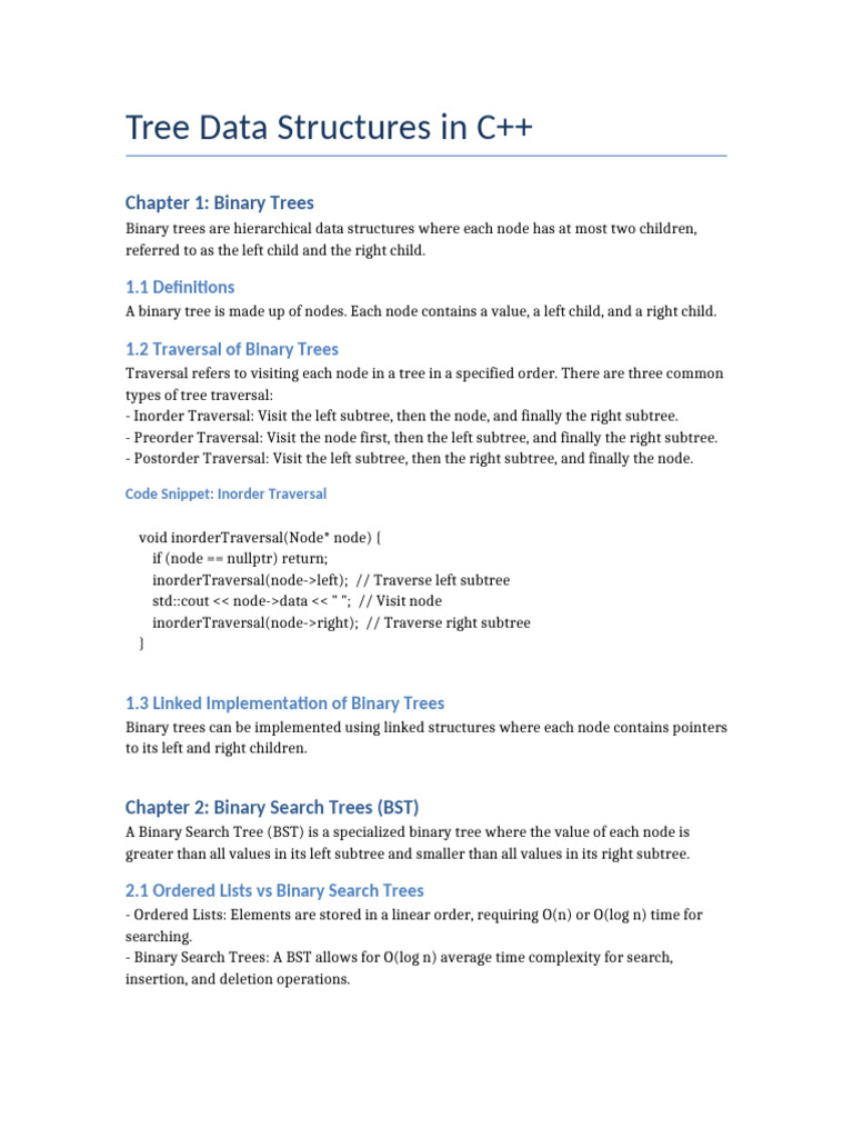 Tree Data Structures Documentation | PDF | Algorithms And Data ...