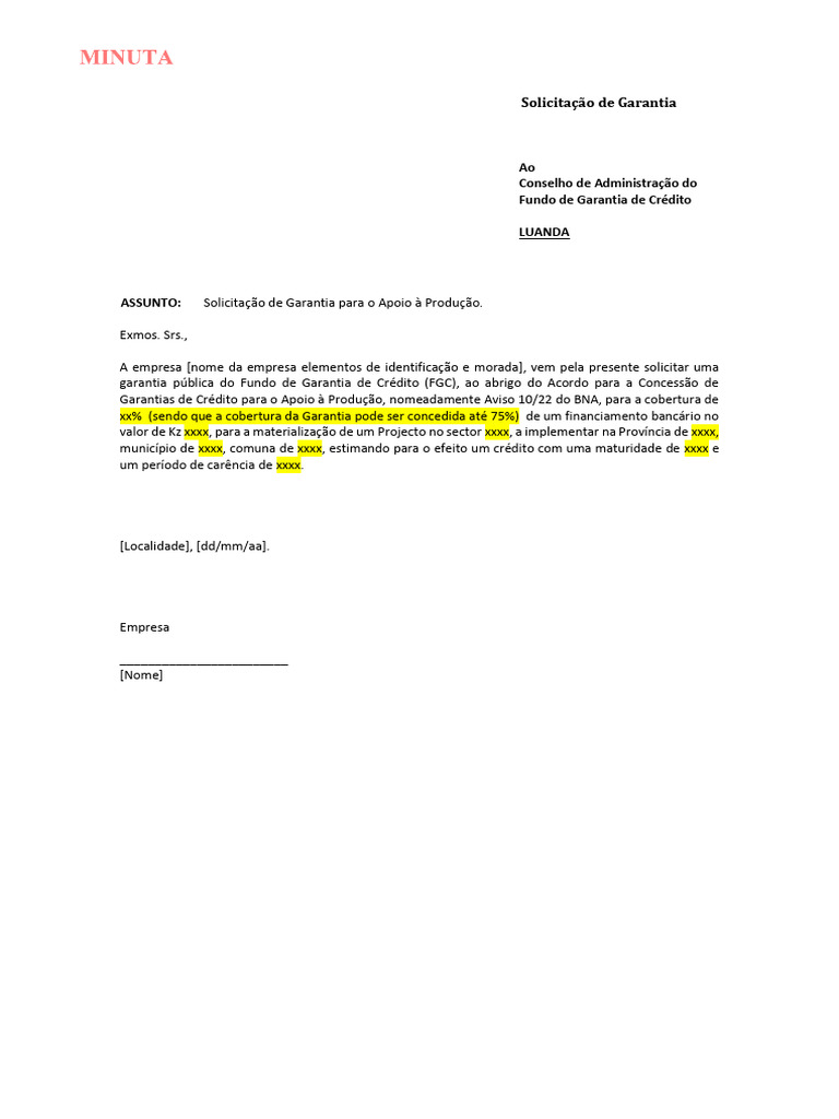 Carta Modelo de Solicitação de Garantia - Aviso 10 | PDF