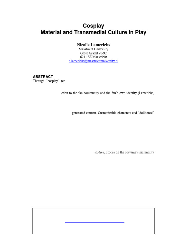 Cosplay Material and Transmedial Culture | PDF | Cosplay | Carmilla