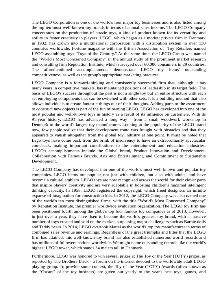 Lego Background and Profile | PDF | Corporate Social Responsibility | Taxes
