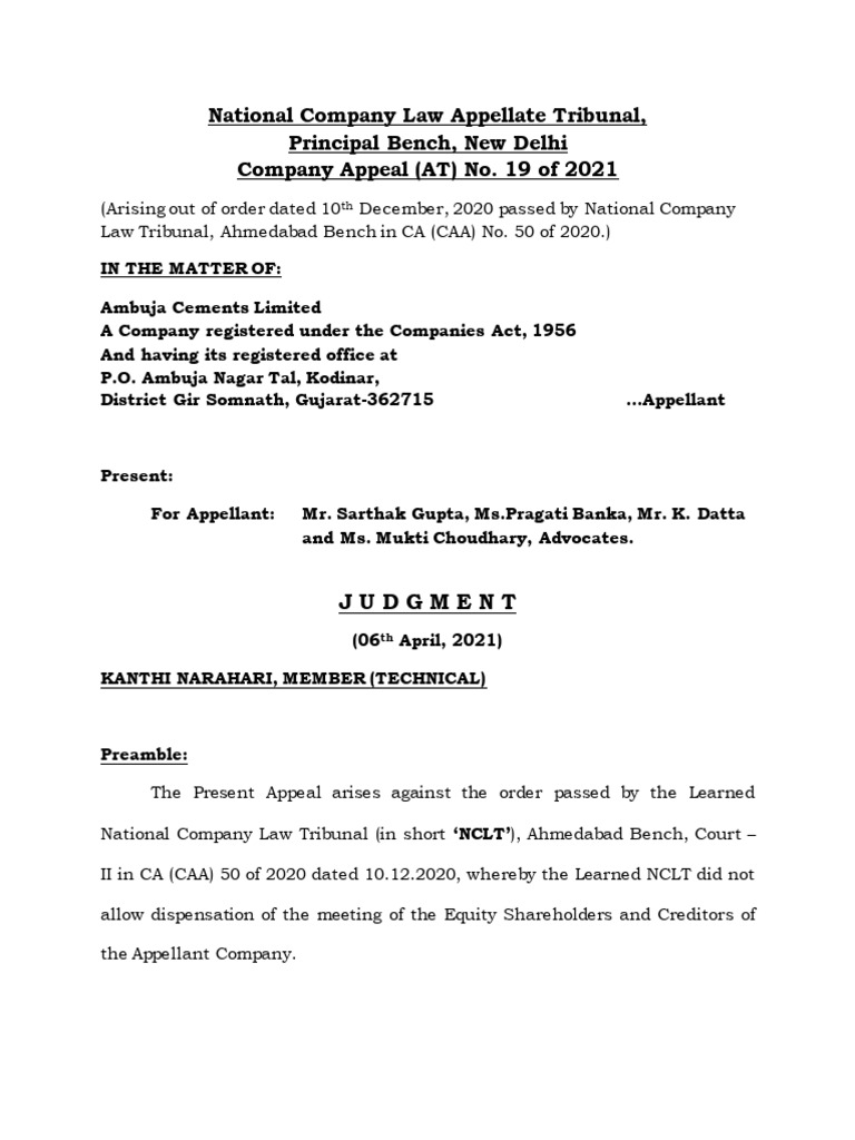 Ambuja Cements | PDF | Judgment (Law) | Precedent