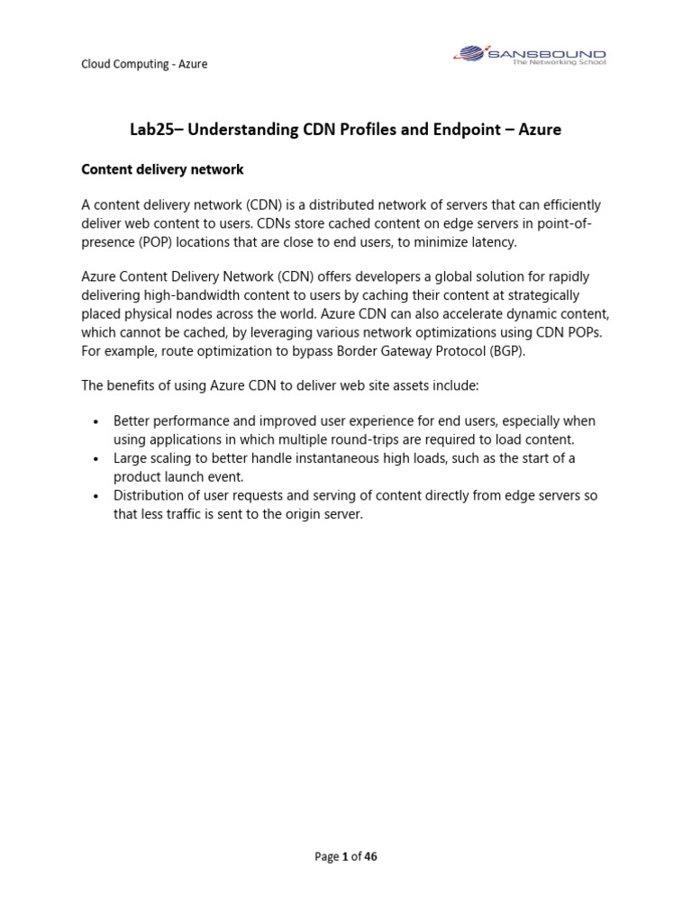 Lab25 - Understanding Content Delivery Network (CDN) - Azure | PDF ...