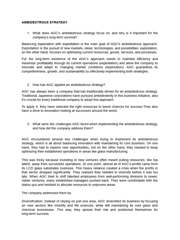 AMBIDEXTROUS STRATEGY | PDF | Innovation | Private Sector