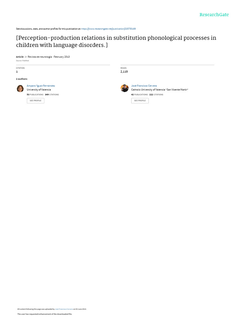 Perception-Production Relations in Substitution Phonological Processes in Children With Language ...