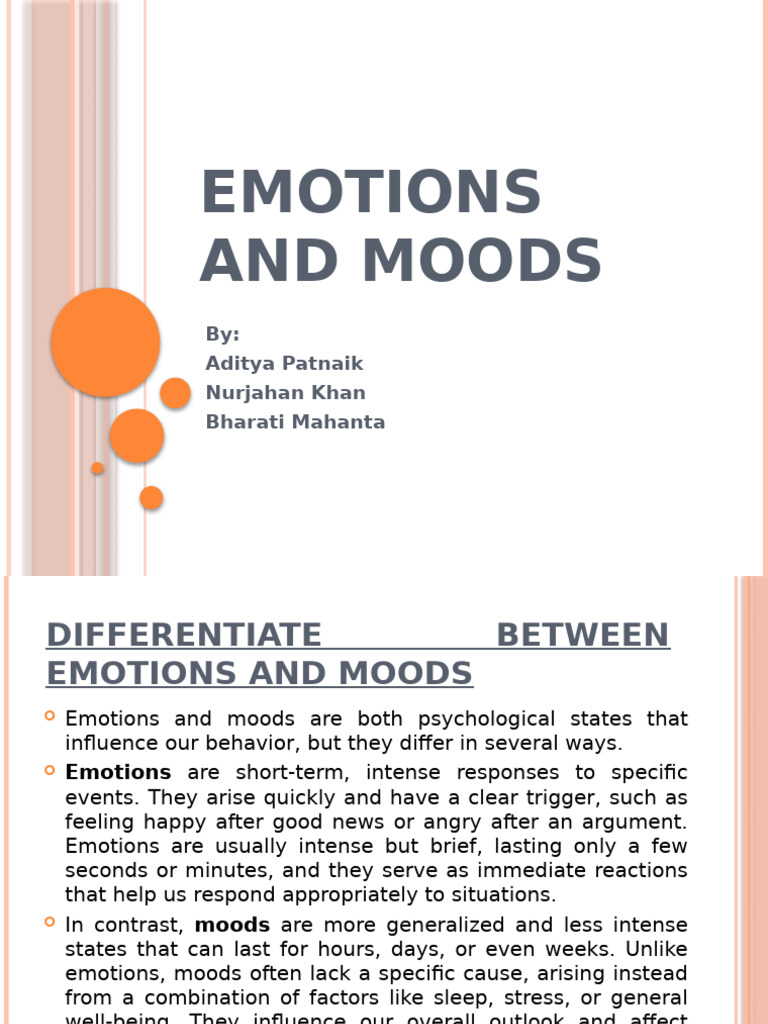 EMOTIONS AND MOODS | PDF | Mental Health | Mood (Psychology)