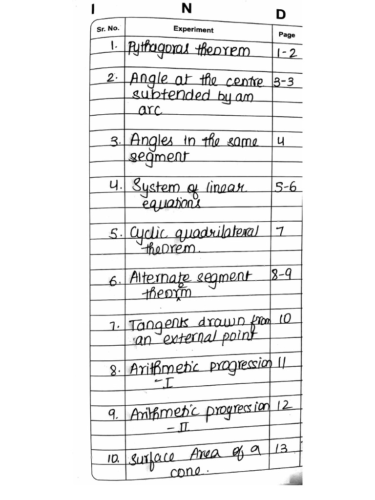 Maths Lab Activity - Index | PDF