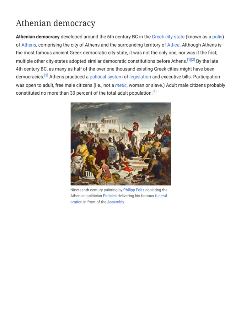 Athenian Democracy: Origins and Evolution | PDF | Ancient Greek ...