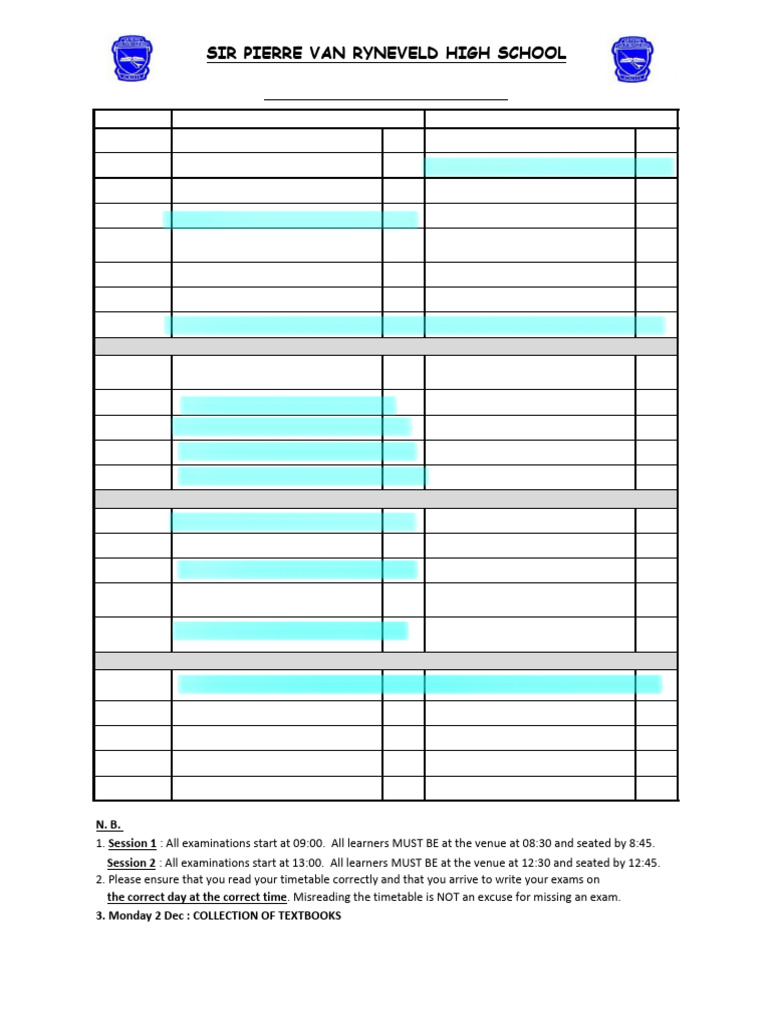 Final 2024 GR 11 Exam Timetable | PDF | Science