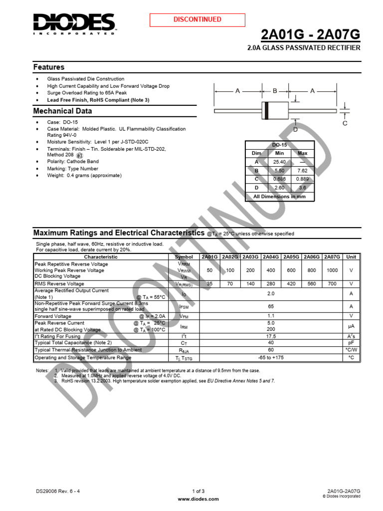 2a01g - 2a07g | PDF | Rectifier | Capacitor