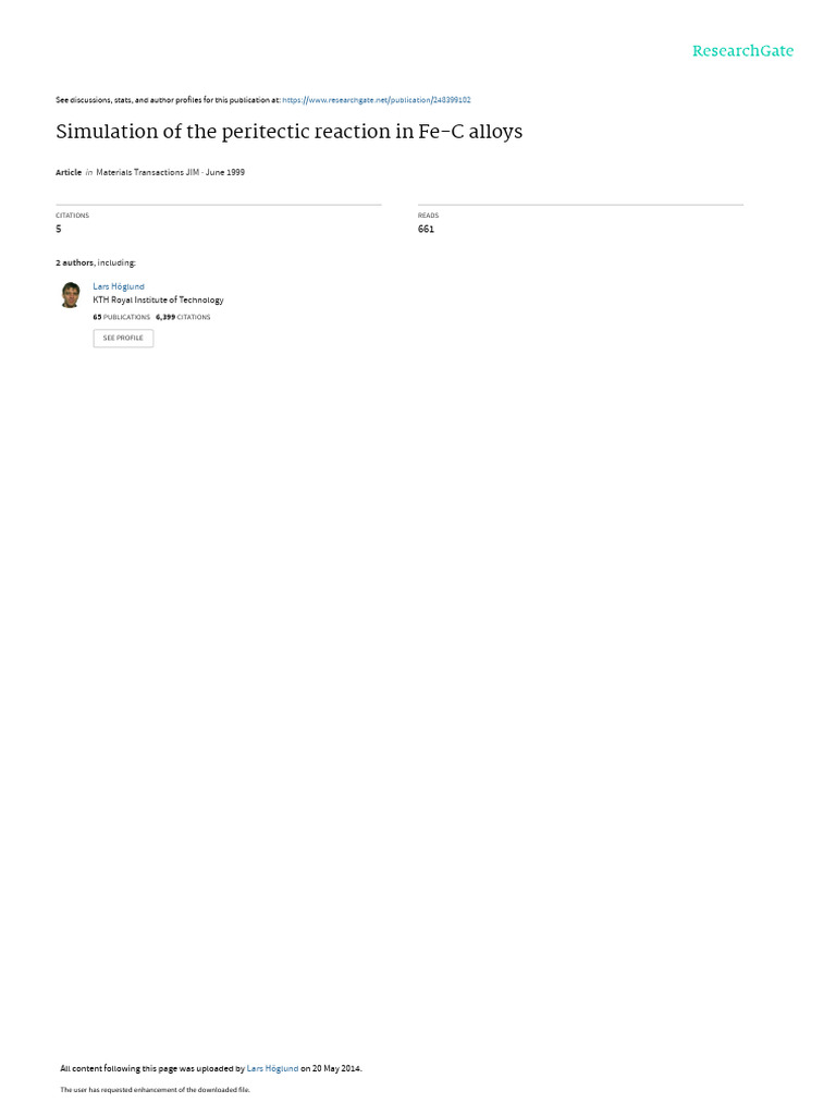 Simulation of The Peritectic Reaction in Fe-C Alloys | PDF