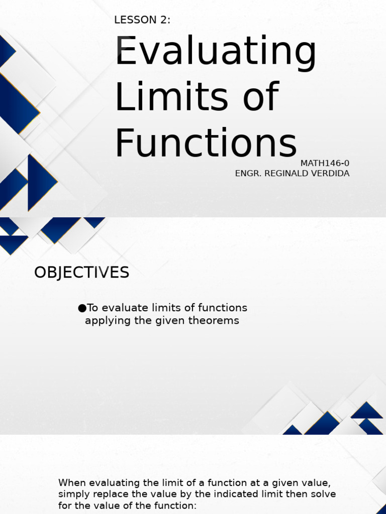 2 Evaluating Limits of Functions | PDF