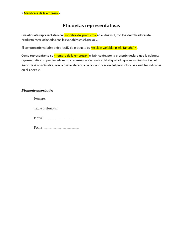 Representative Label Template | PDF