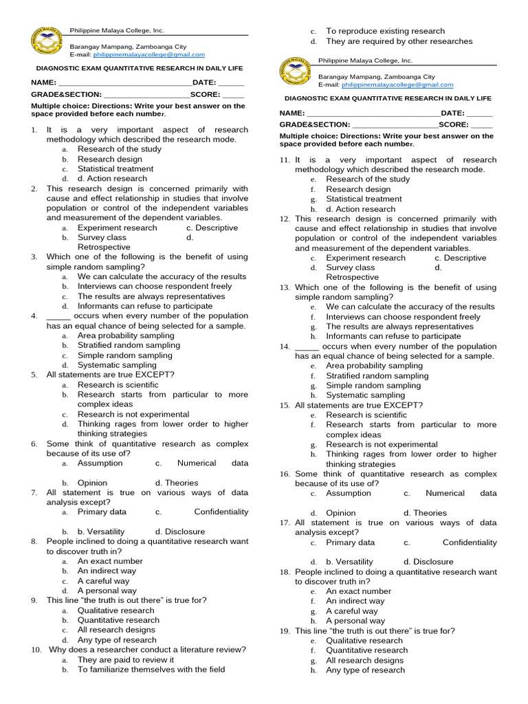 DIAGNOSTIC RESEARCH | PDF | Sampling (Statistics) | Survey Methodology