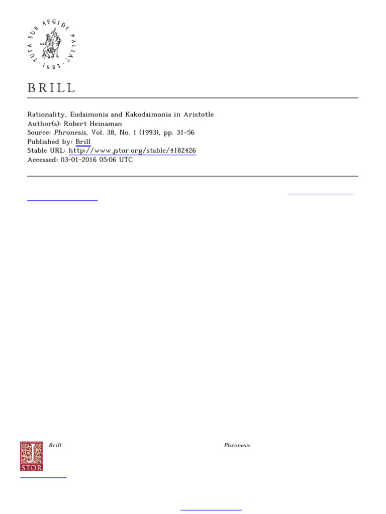 Rationality, Eudaimonia and Kakodaimonia in Aristotle | PDF | Aristotle ...