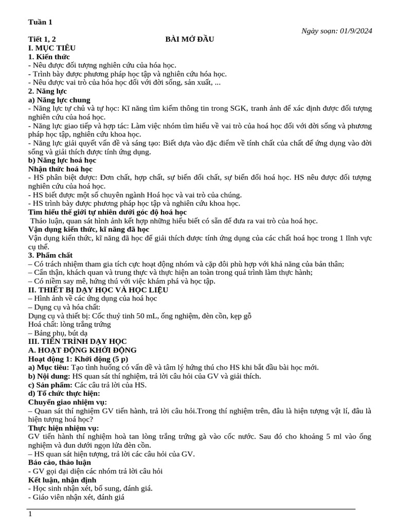 Kế Hoạch Bd 10 Hk1-2024 | PDF