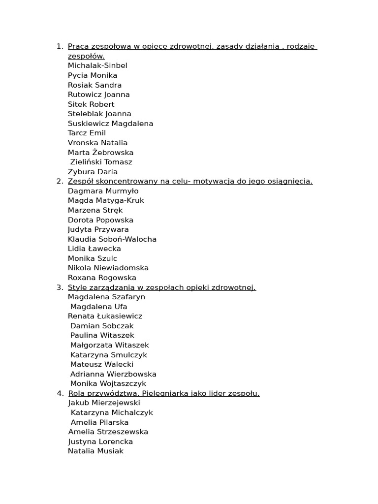 Współpraca Zespołowa W Opiece Zdrowotnej | PDF