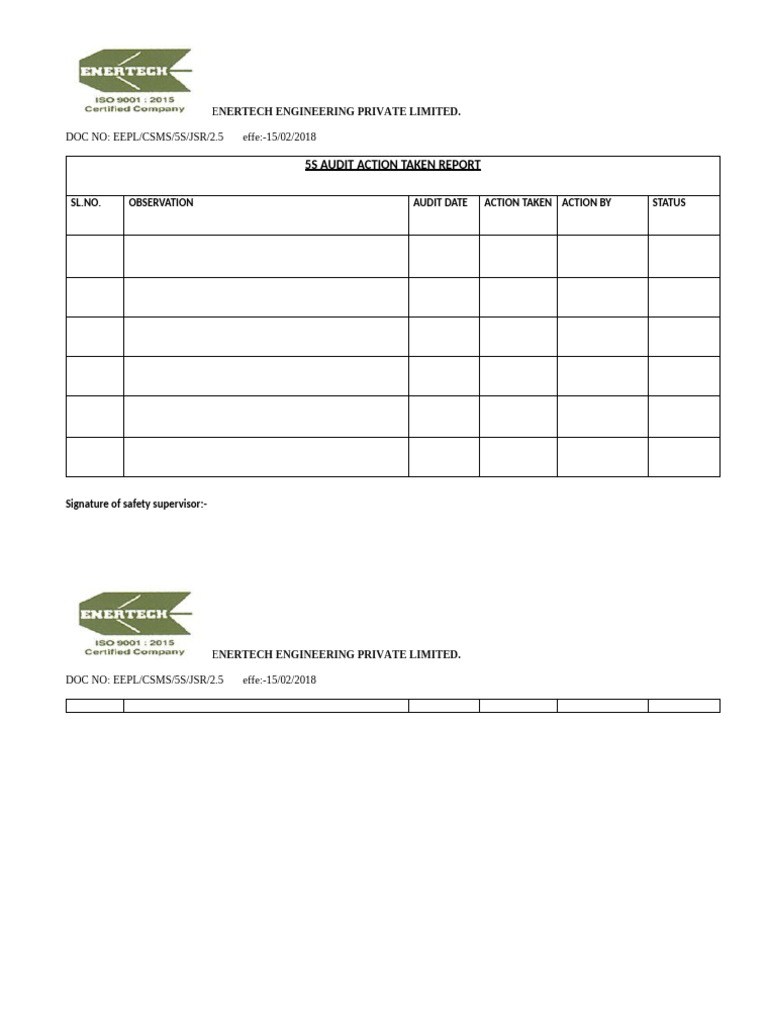 5S Audit Action Report | PDF