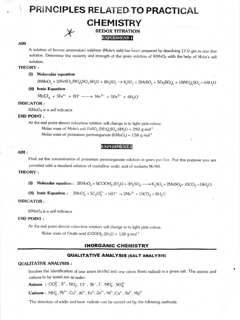 Principles Related To Pratical Chemistyry | PDF | Hydroxide | Precipitation (Chemistry)