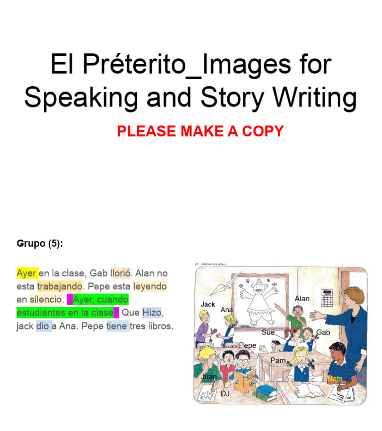 Préterito: Ejercicios de Clase | PDF