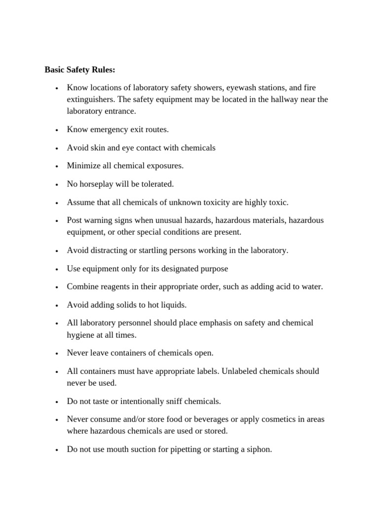 safety rules | PDF | Laboratories | Personal Protective Equipment