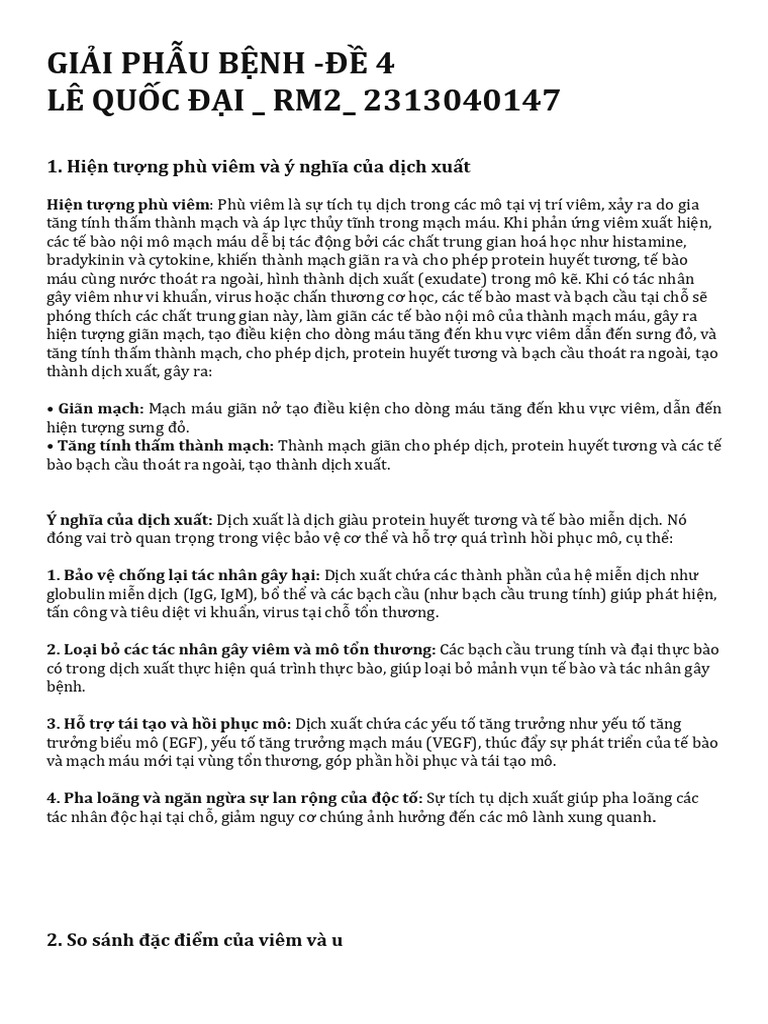 Giải Phẫu Bệnh - Lê Quốc Đại - RM2 | PDF