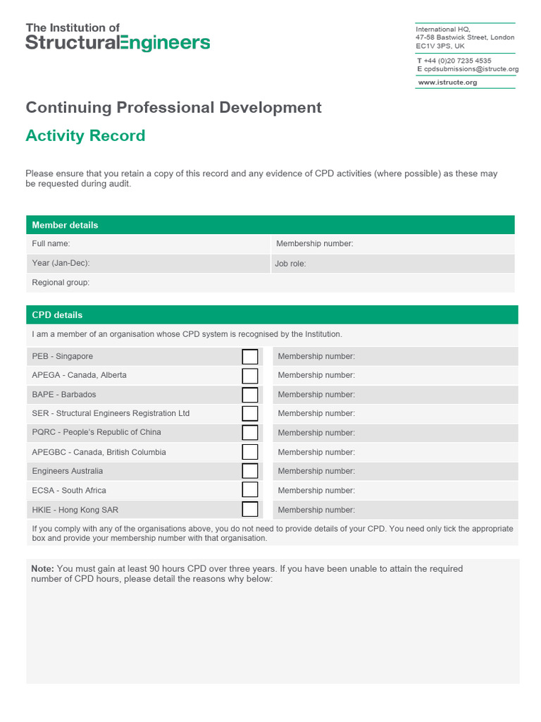 CPD-Activity-Record-Form-v9-(INTERACTIVE) | PDF | Professional Development