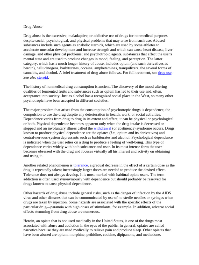 Drug Abuse | PDF | Substance Abuse | Substance Dependence